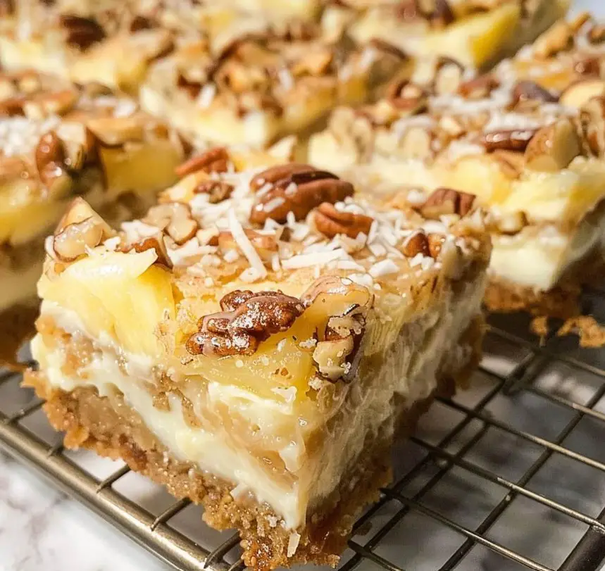 Heavenly Pineapple Coconut Pecan Cheesecake Bars - Recipes