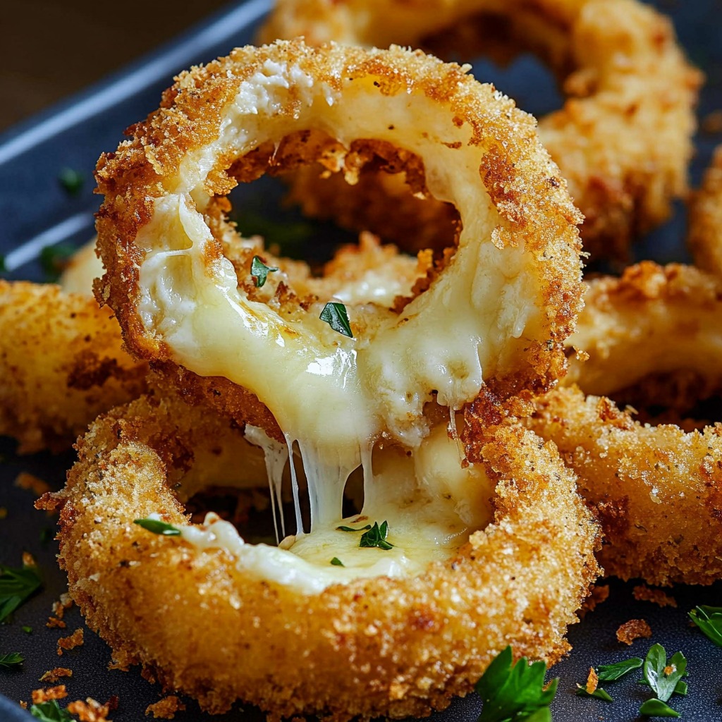 Cheesy stuffed mozzarella onion rings - Recipes