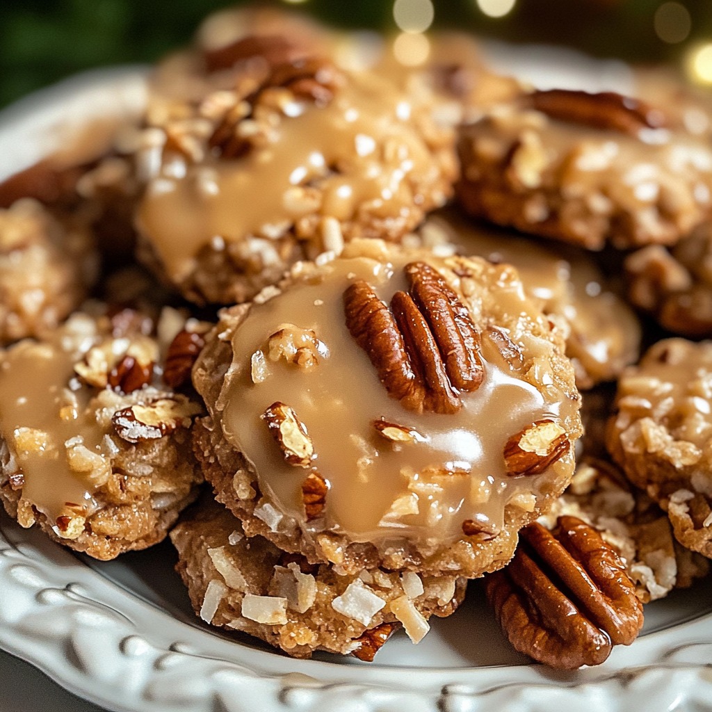 No-Bake Coconut Pecan Praline Cookies - Recipes