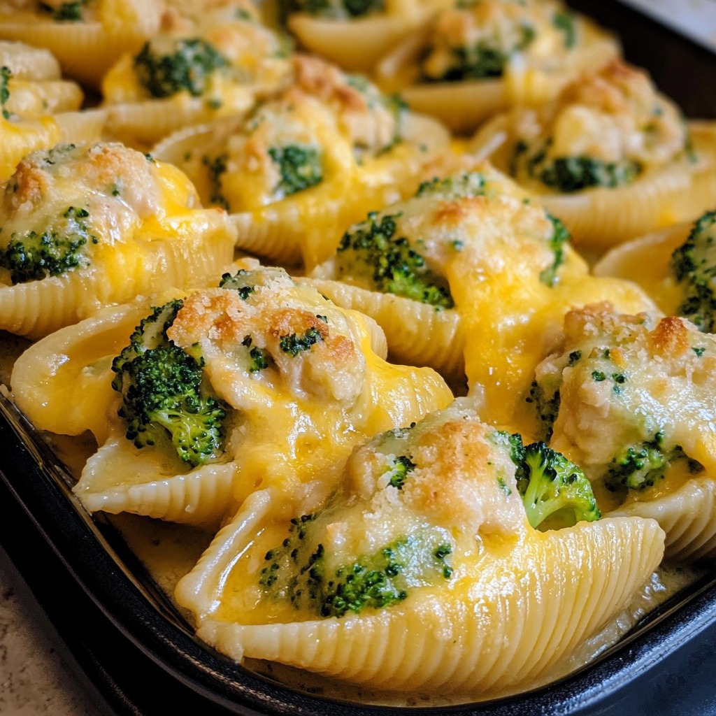 Cheesy Chicken & Broccoli Stuffed Shells - Recipes